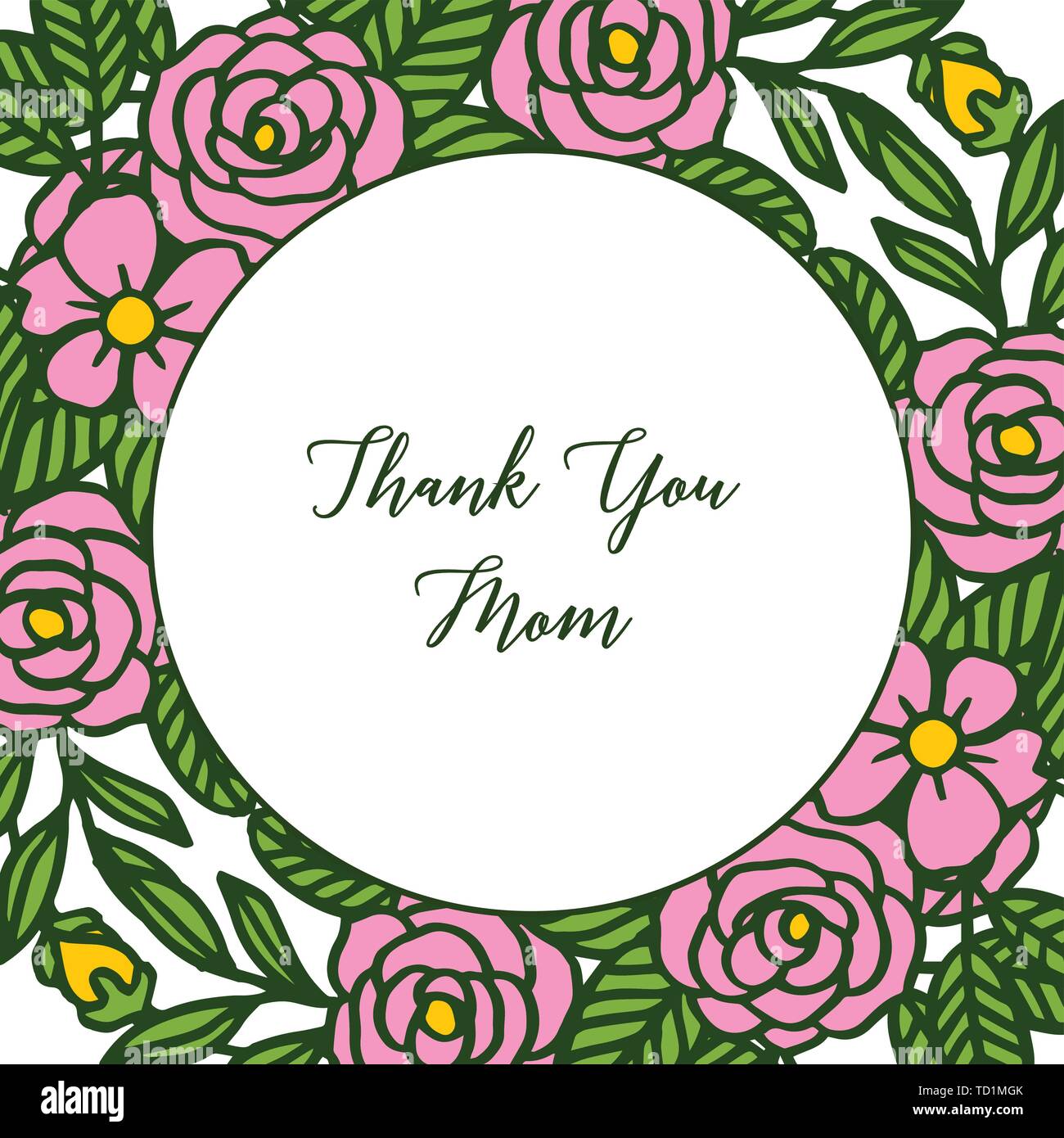 Vector illustration poster thank you mom with various artwork pink ...