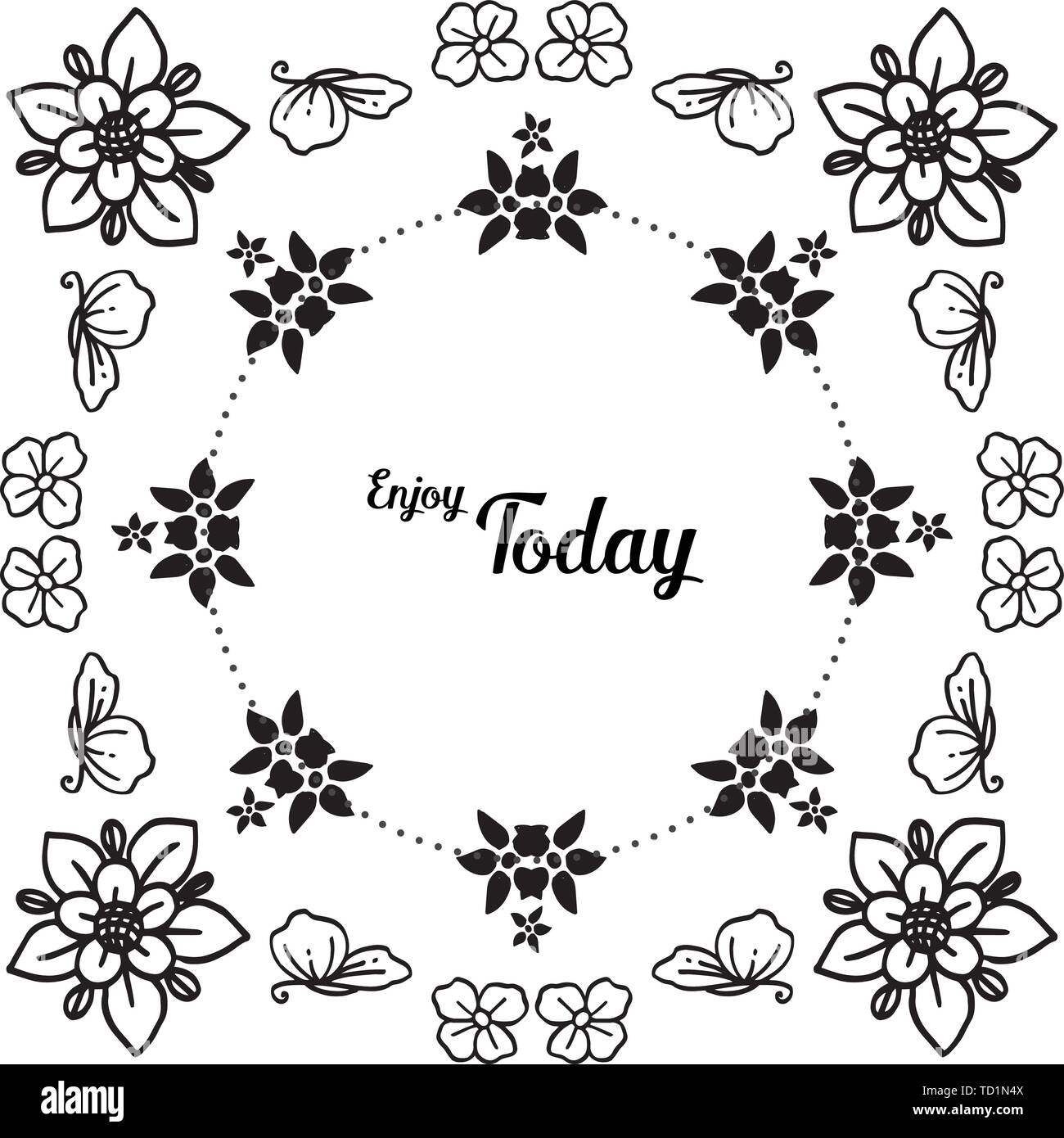 Vector illustration drawing flower frame with various ornate of flower ...