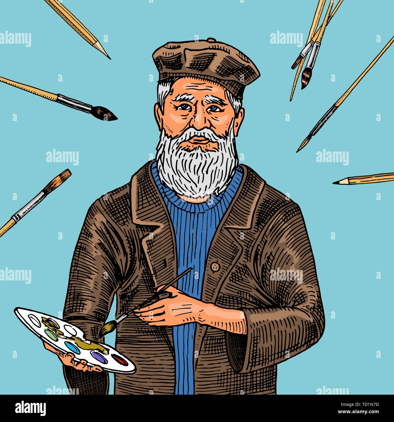 Brushes in a painting studio Stock Vector Images - Alamy