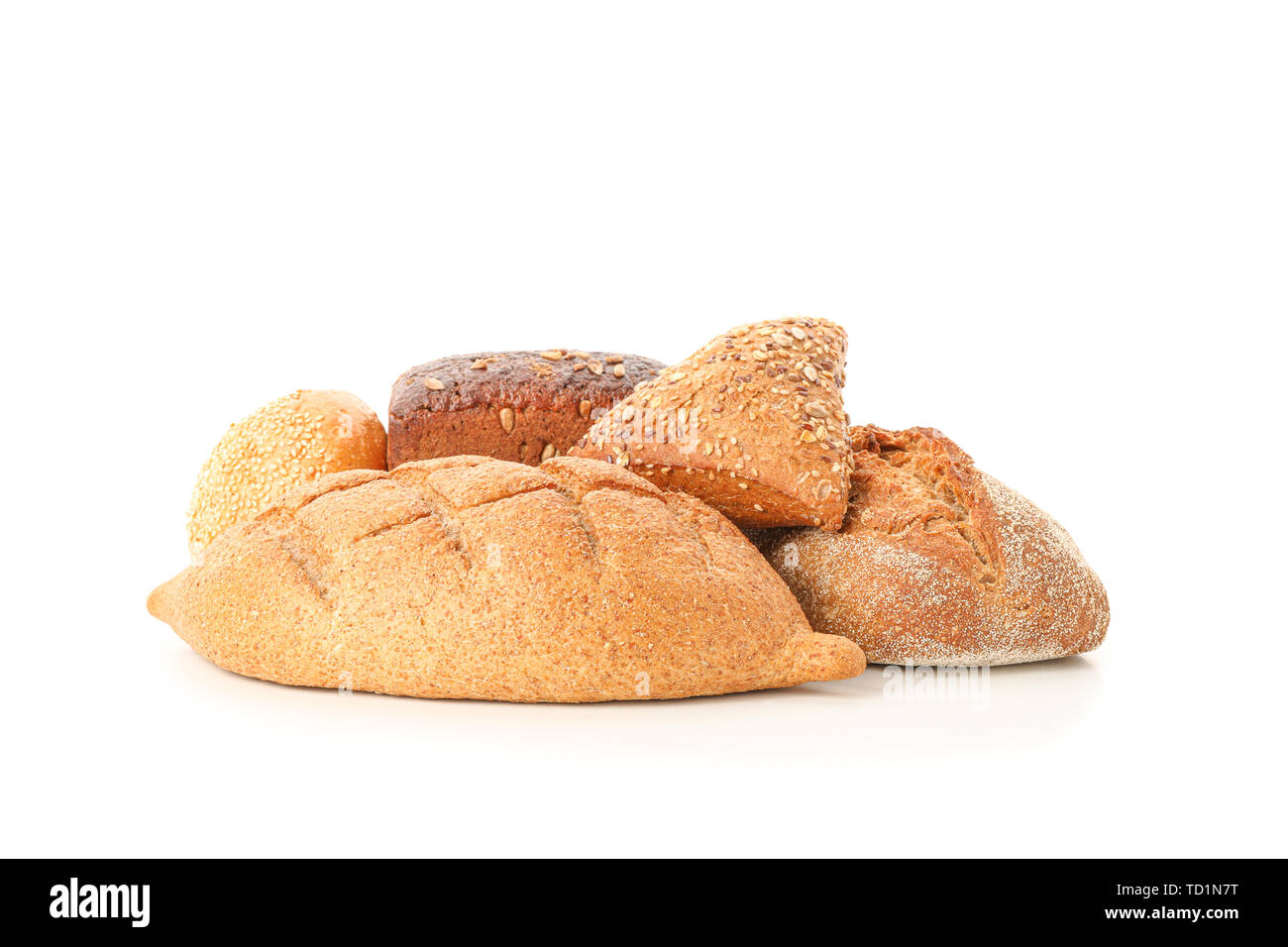 Bunch of bakery products isolated on white background Stock Photo - Alamy