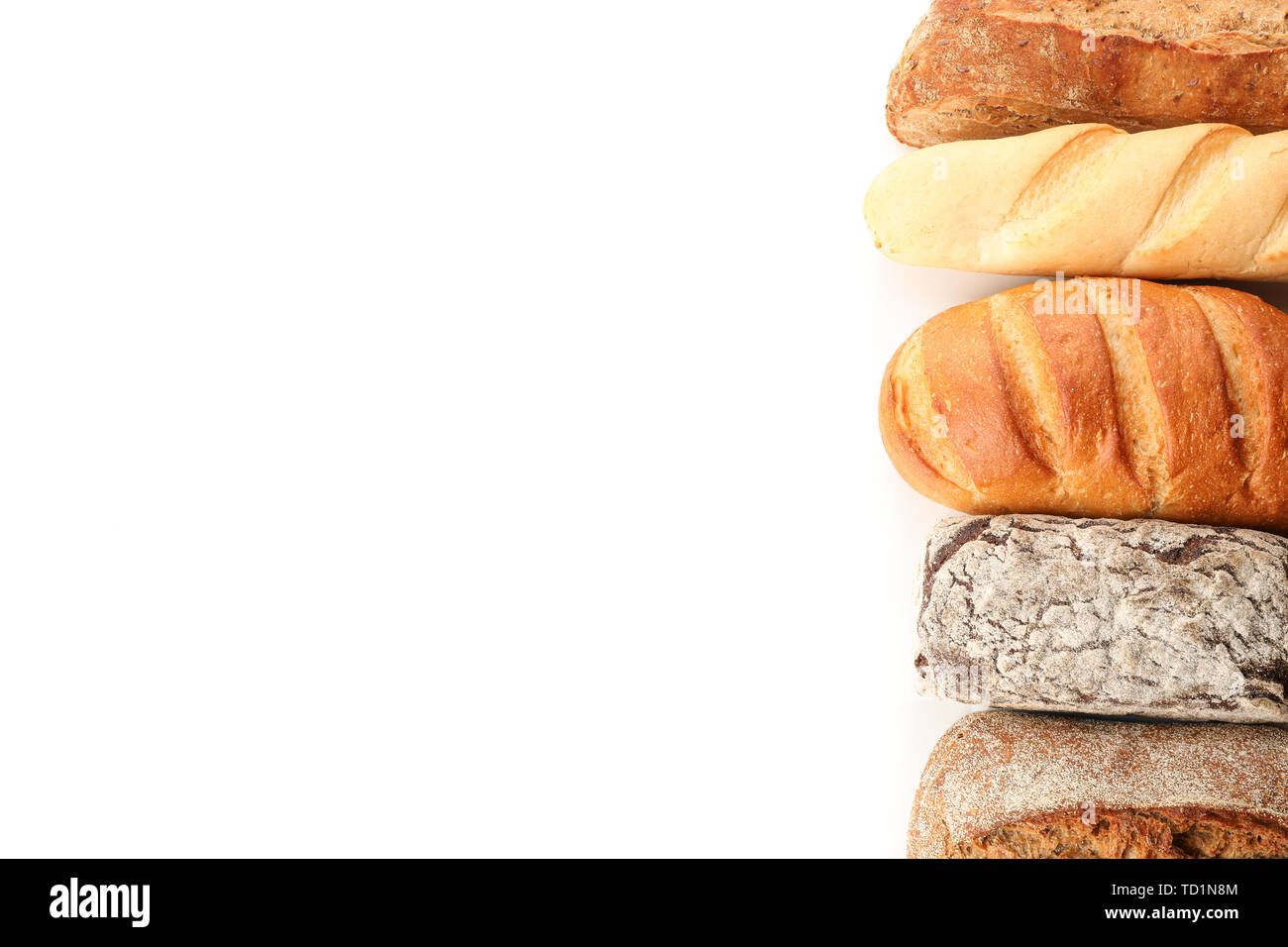 Bakery products isolated on white background, top view Stock Photo - Alamy
