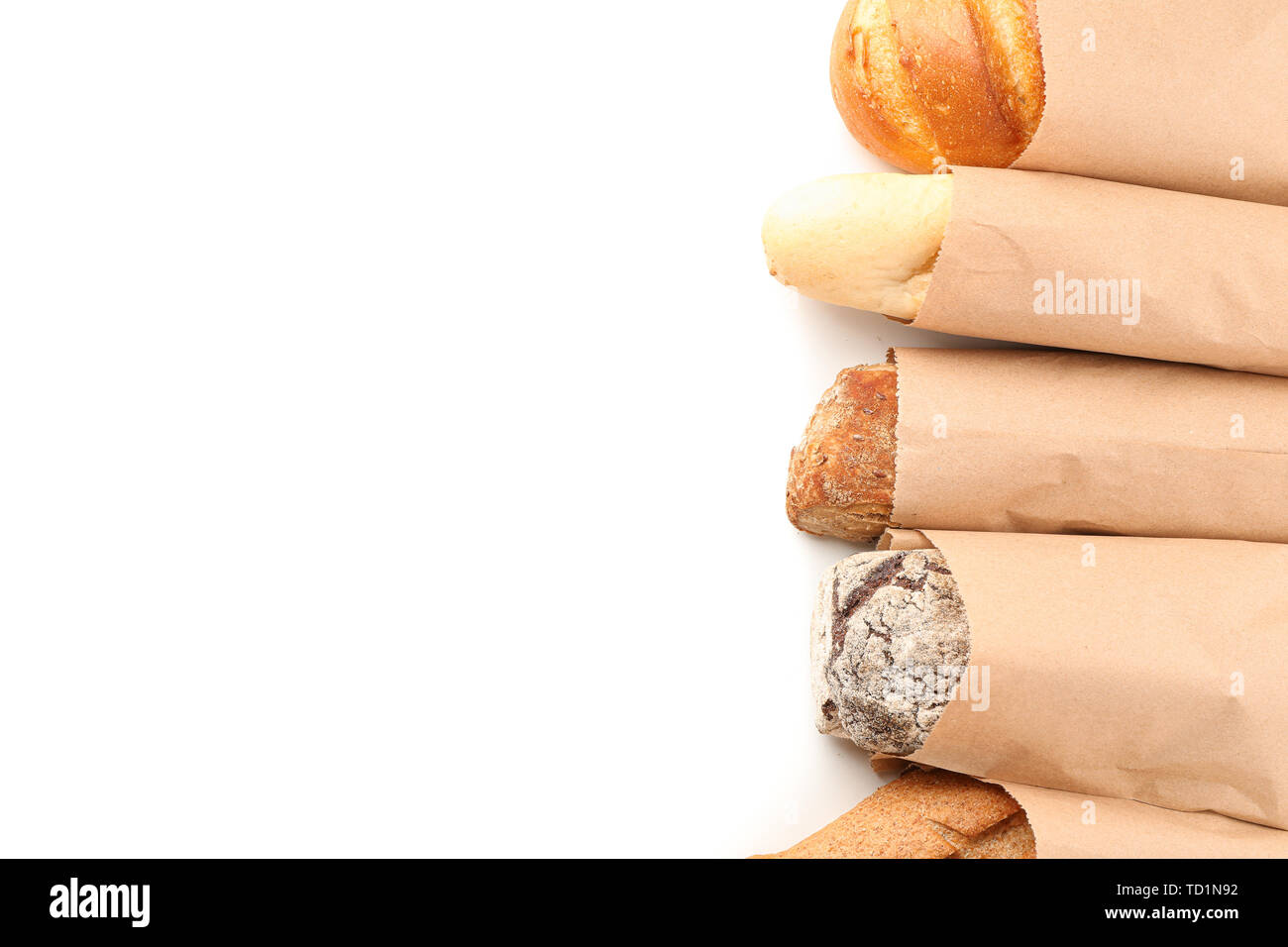 Bakery products isolated on white background, top view Stock Photo - Alamy