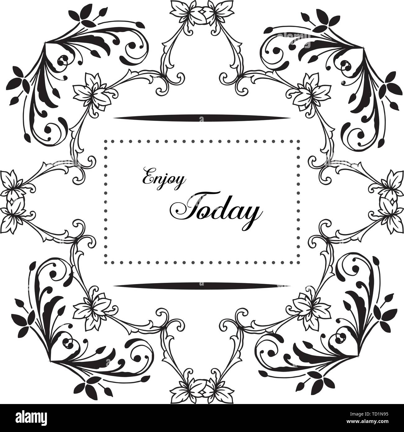 Vector illustration drawing flower frame with various ornate of flower ...