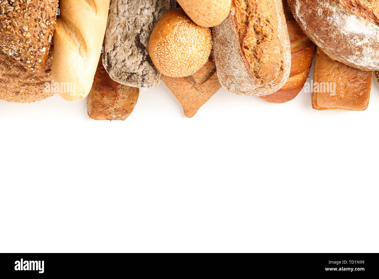 Bakery products isolated on white background, top view Stock Photo - Alamy