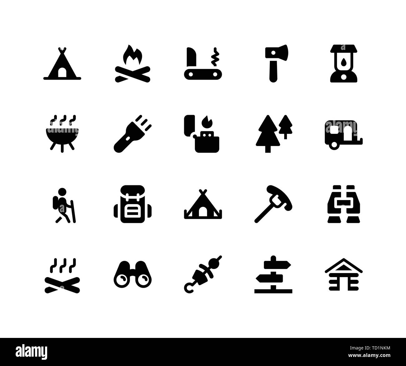 Simple Set of Camping Related Vector Glyph Icons. Contains such Icons ...