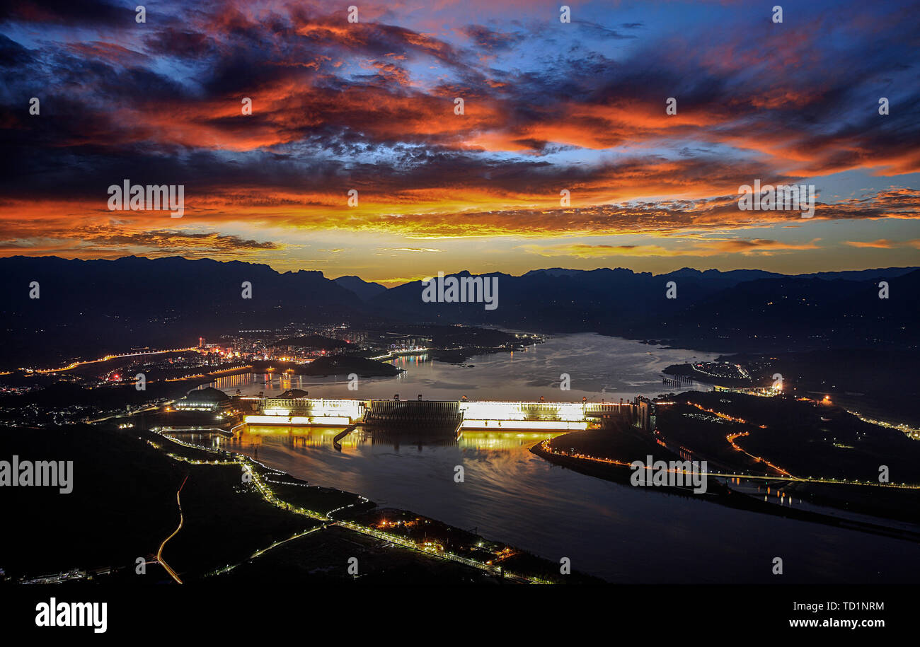 The Three Gorges Project under the sunset Stock Photo - Alamy