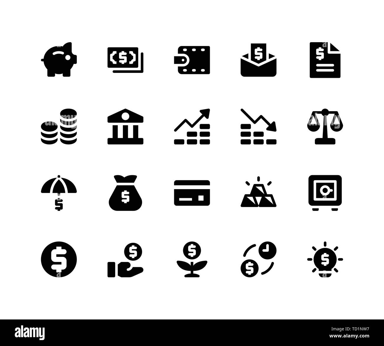 Simple Set of Financial Related Vector Glyph Icons. Contains such Icons ...