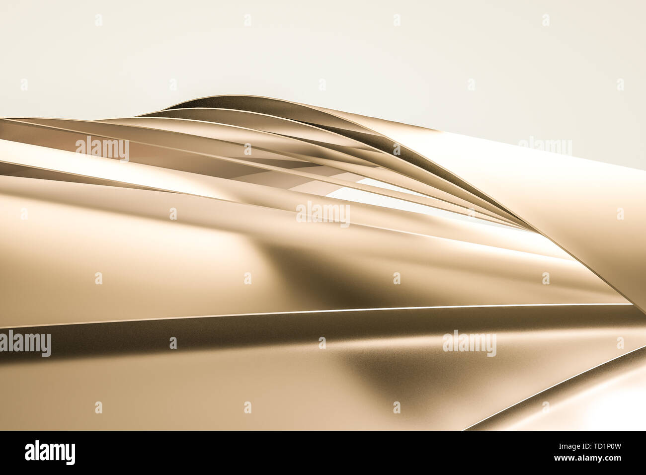 Three-dimensional rendering, gold metal curved surface background Stock ...