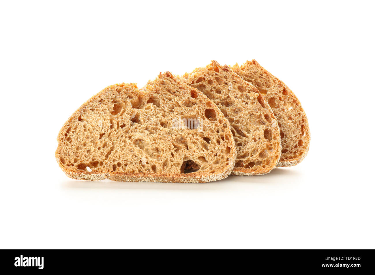 Wheat bread pieces isolated on white background. Bakery products Stock ...
