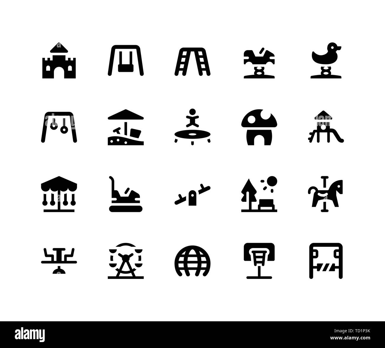 Simple Set of Playground Related Vector Glyph Icons. Contains such ...