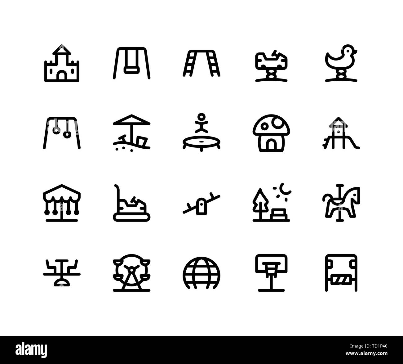 Simple Set of Playground Related Vector Line Icons. Contains such Icons ...