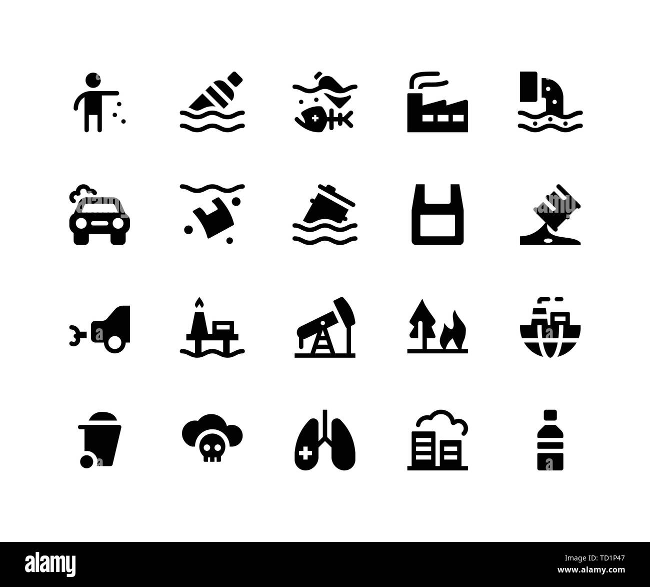 Simple Set of Pollution Related Vector Glyph Icons. Contains such Icons ...