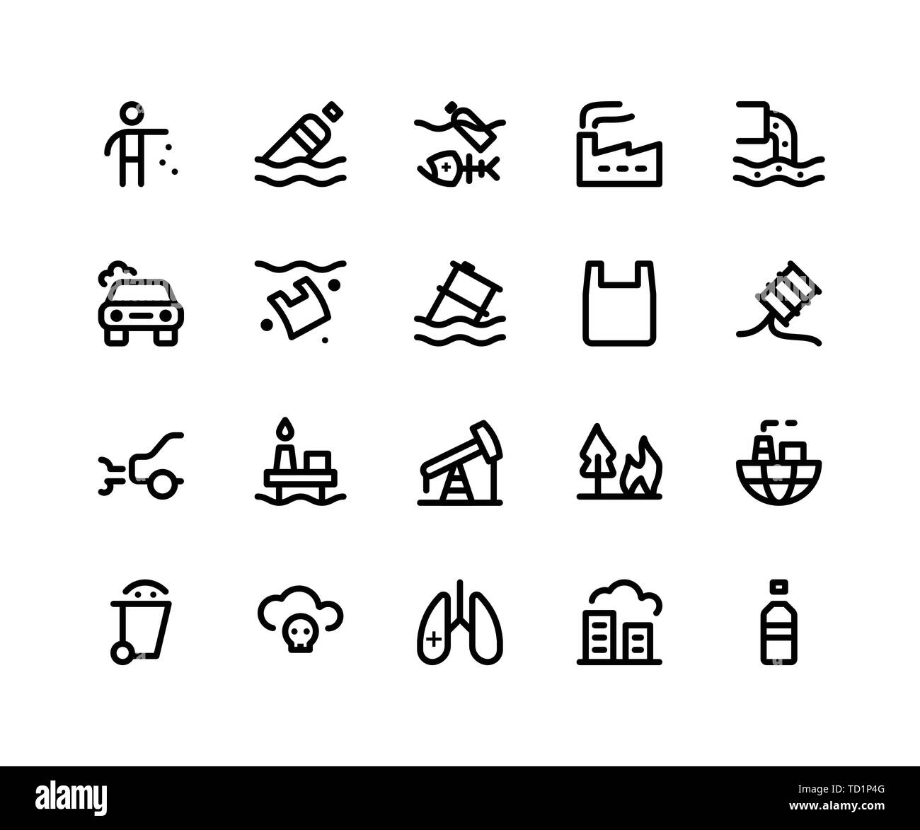 Simple Set of Pollution Related Vector Line Icons. Contains such Icons ...