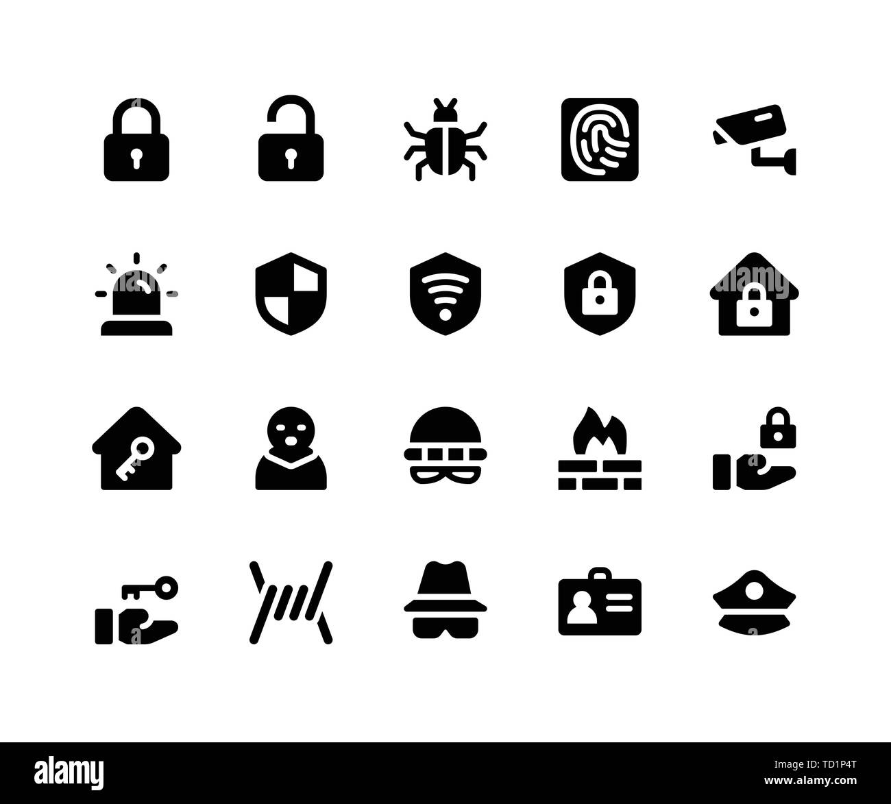 Simple Set of Security Related Vector Glyph Icons. Contains such Icons ...