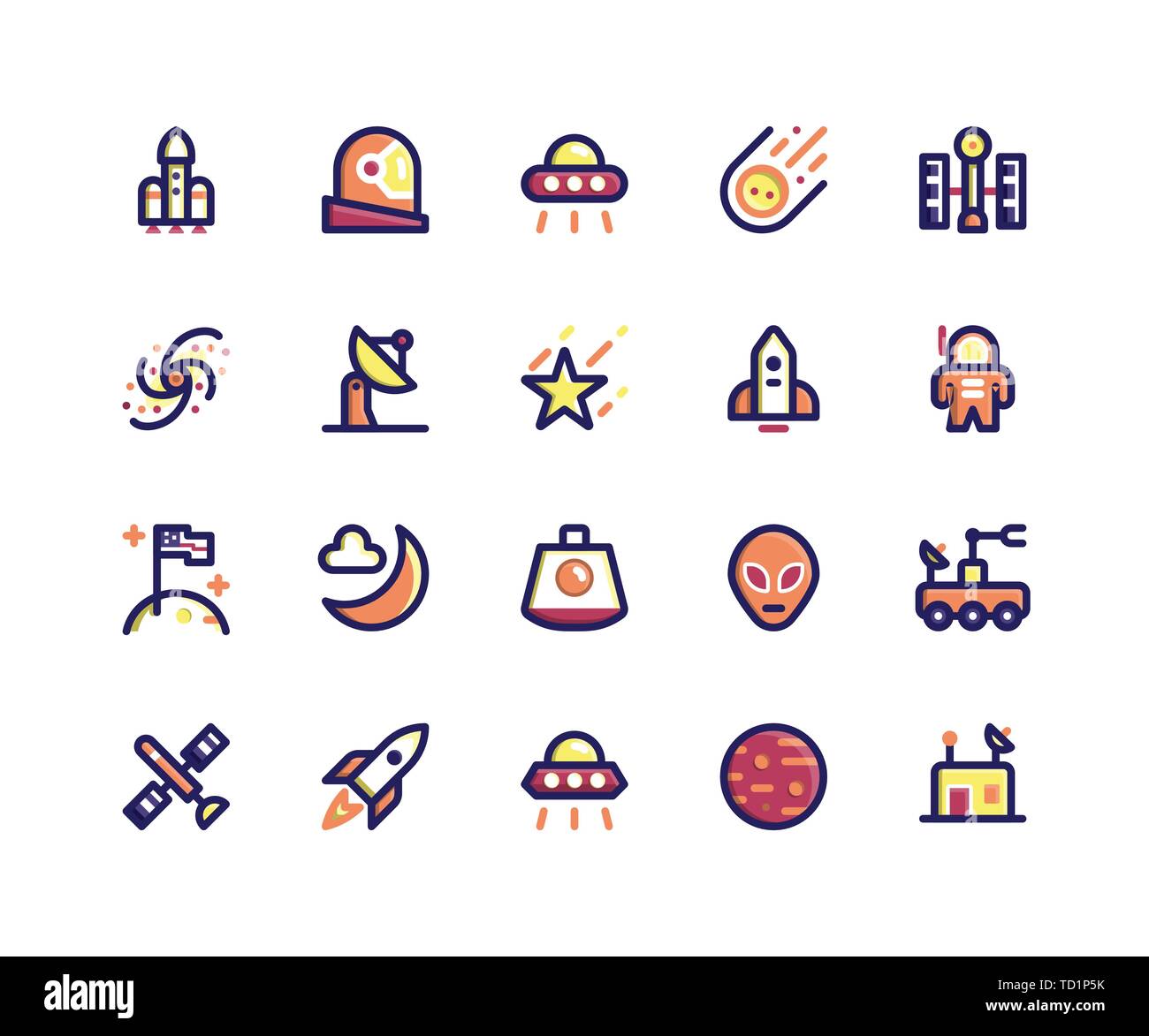 Simple Set Of Space Related Vector Line Icons Contains Such Icons As Rocket Astronaut Alien