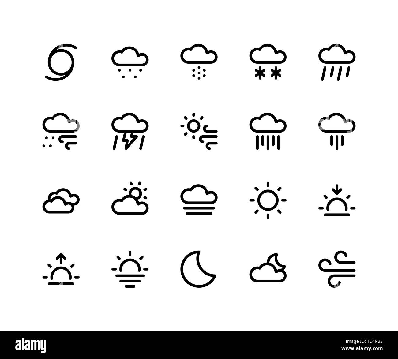 Simple Set of Weather Related Vector Line Icons. Contains such Icons as ...