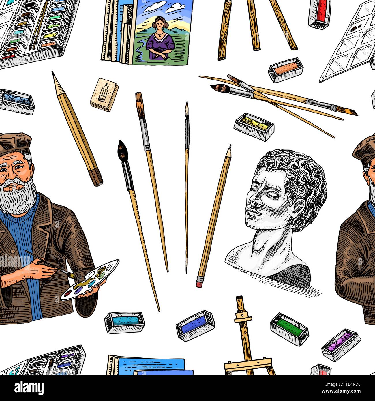 Artist paints watercolor in Stock Vector Images - Alamy