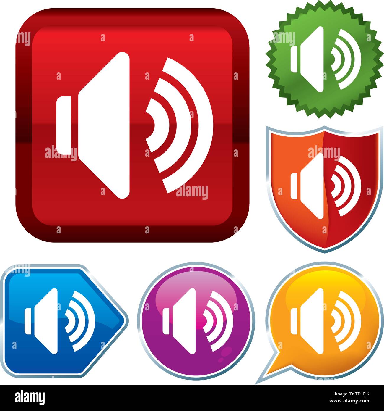 Vector illustration. Set shiny icon series on buttons. Sound Stock ...