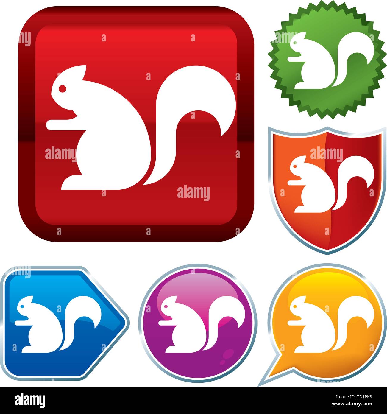 Vector illustration. Set shiny icon series on buttons. Squirrel Stock Vector Image & Art - Alamy