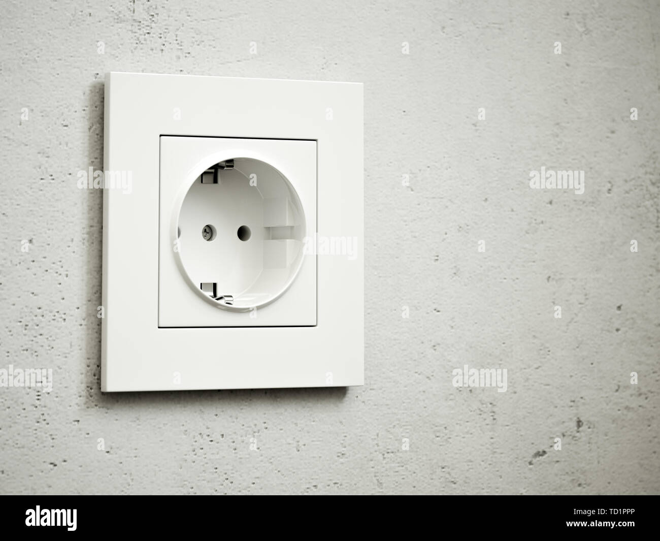 White outlet on the grey wall. 3d rendering illustration Stock Photo ...