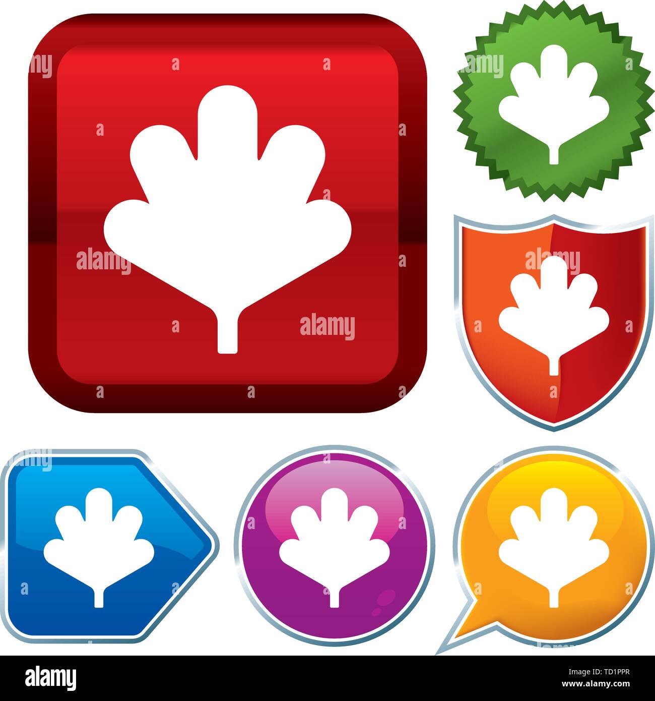 Vector illustration. Set shiny icon series on buttons. Tree leaf Stock ...