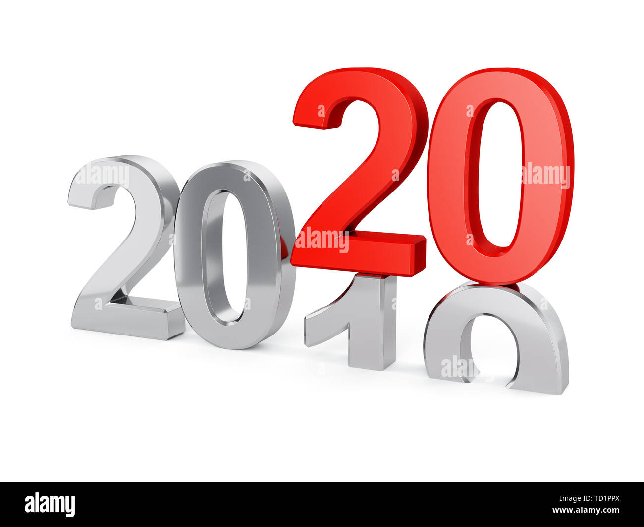 3d illustration of 2020 New Year concept isolated on white background ...