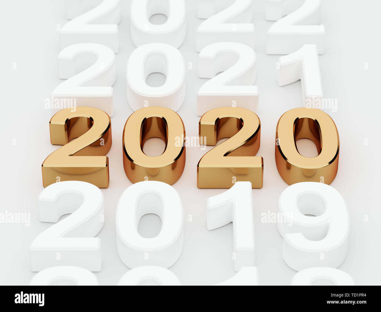 3d illustration of golden 2020 year sign. Soft focus Stock Photo - Alamy