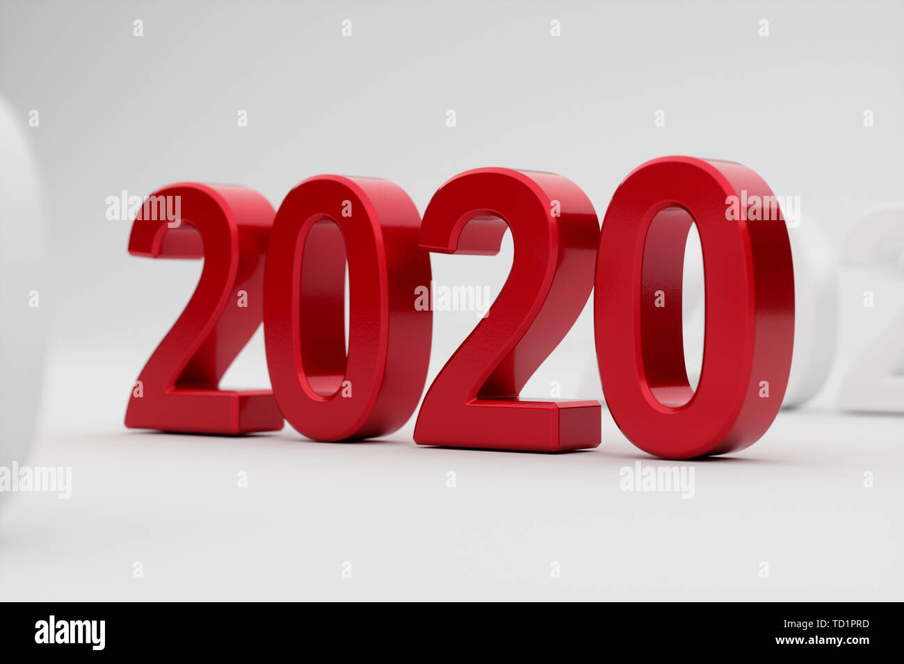 3d illustration of 2020 year on white background. Soft focus Stock ...