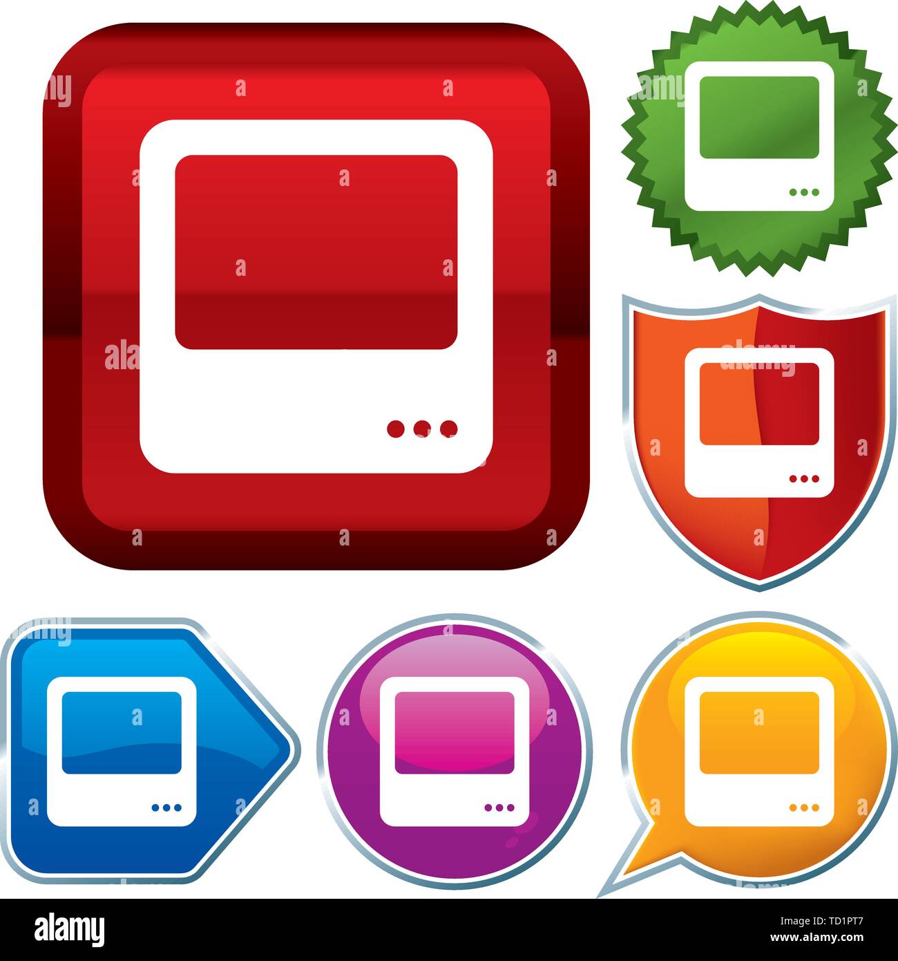 Vector illustration. Set shiny icon series on buttons. TV Stock Vector ...