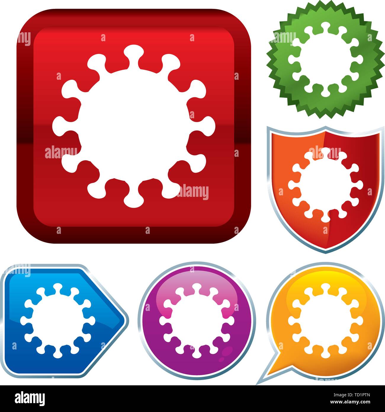 Vector illustration. Set shiny icon series on buttons. Virus Stock ...