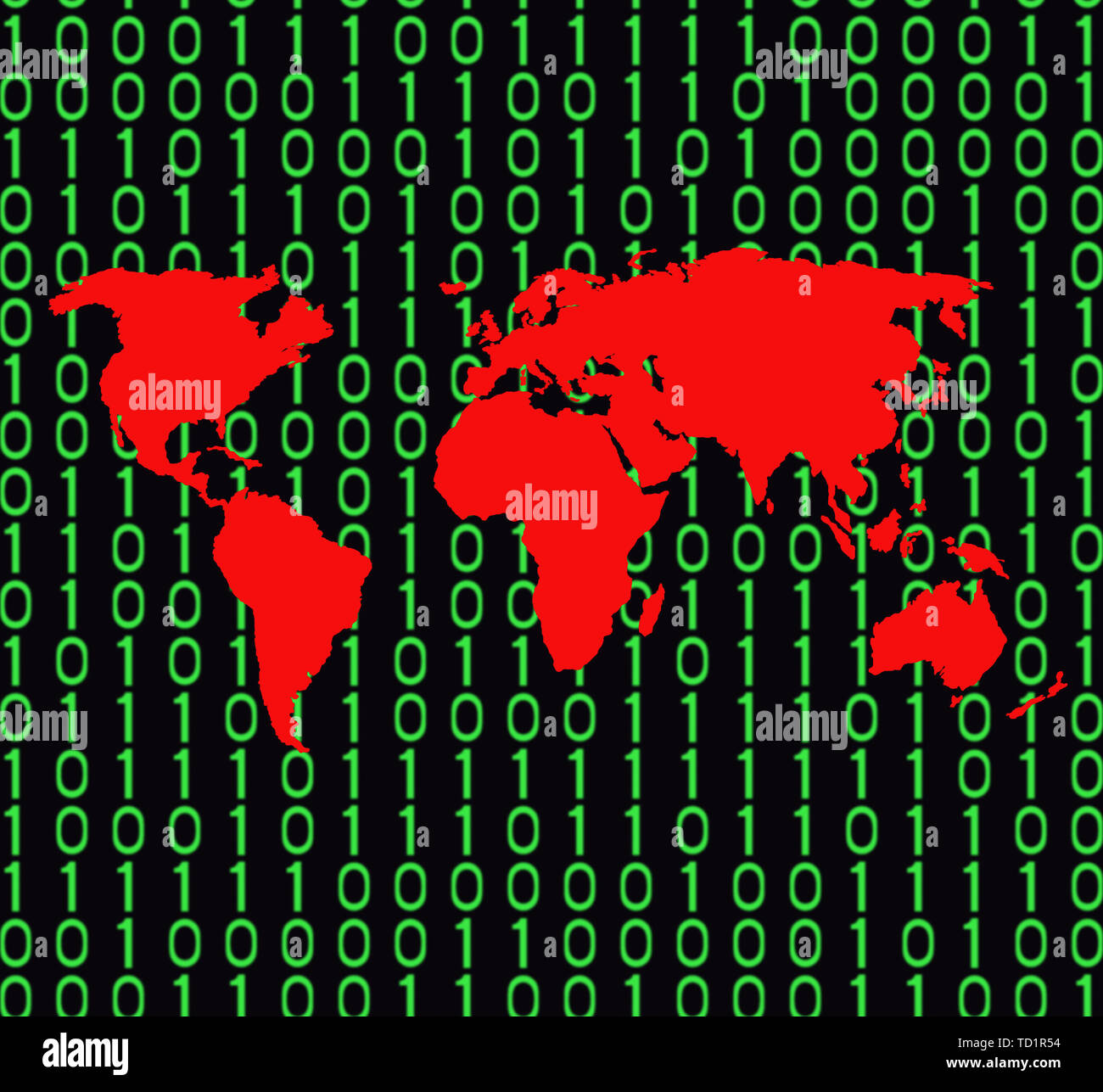 world map and binary digits Stock Photo - Alamy