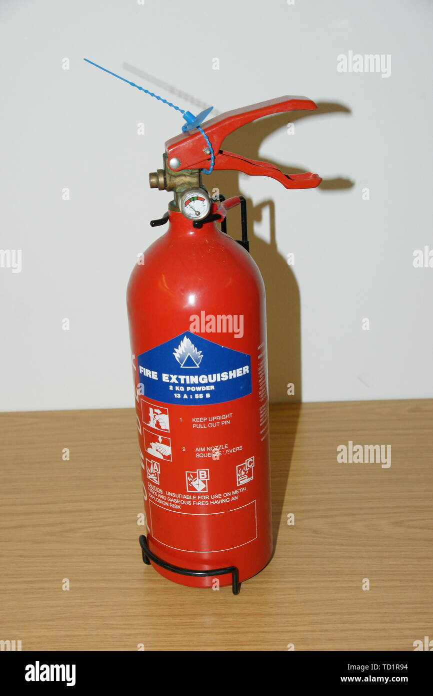 dry powder fire extinguisher, electrical fire Stock Photo - Alamy