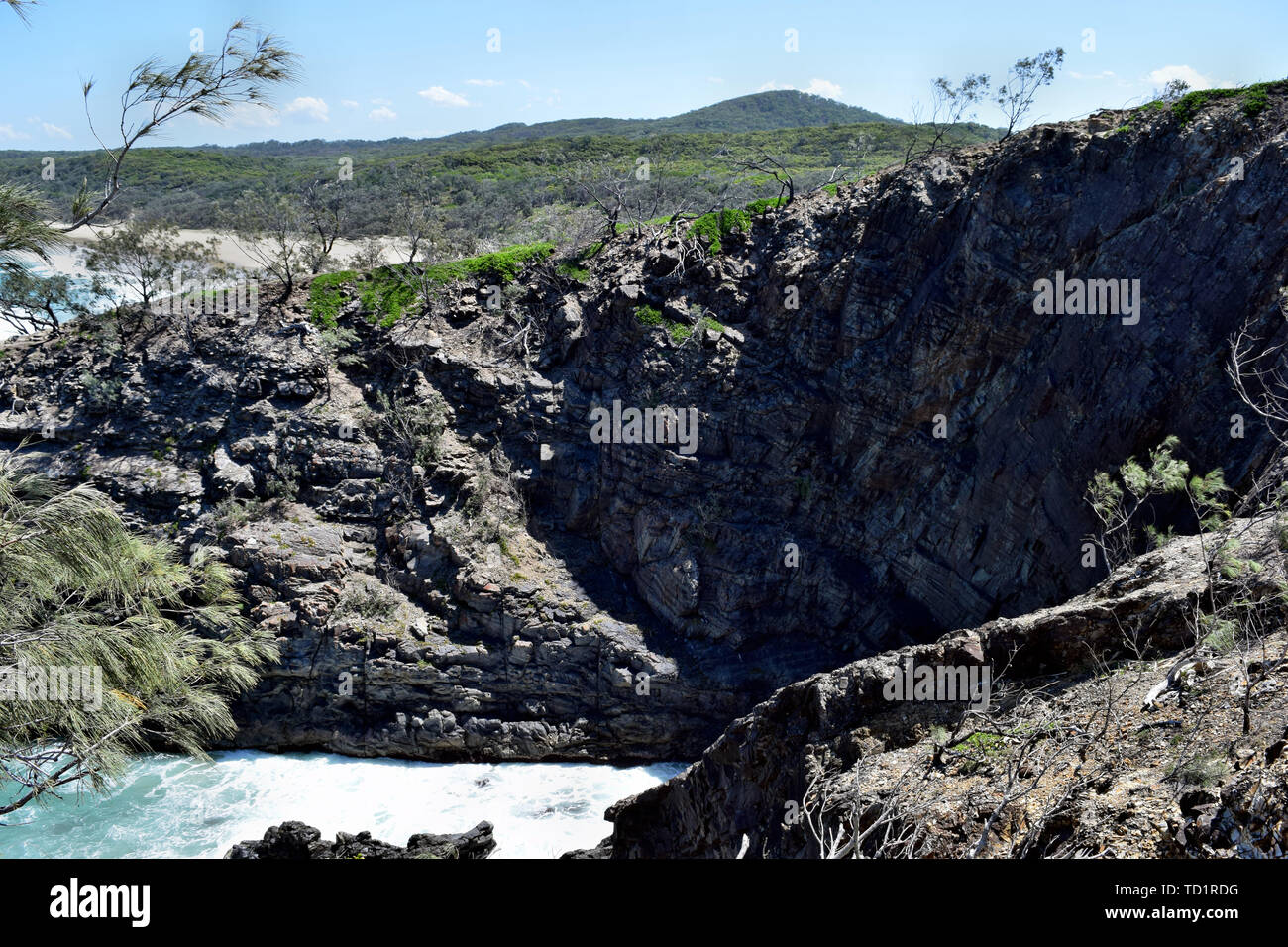 Devil`s Kitchen at Noosa National Park on Queensland, Sunshine Coast ...