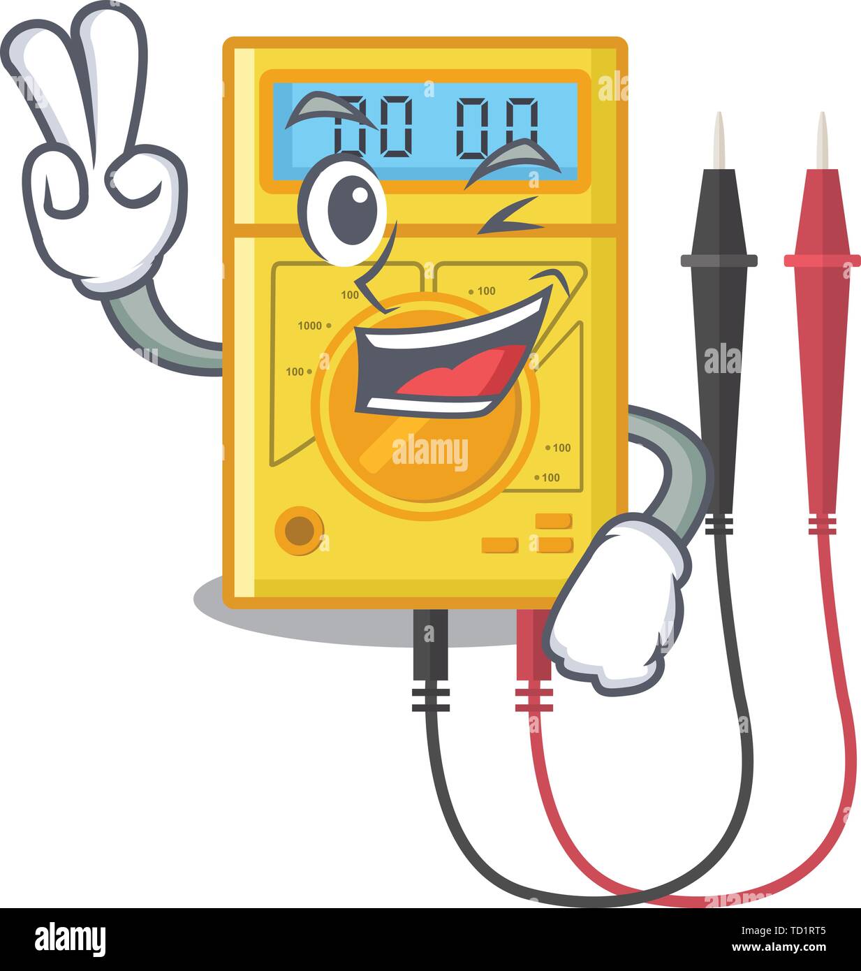 Two finger digital multimeter isolated with the character Stock Vector ...