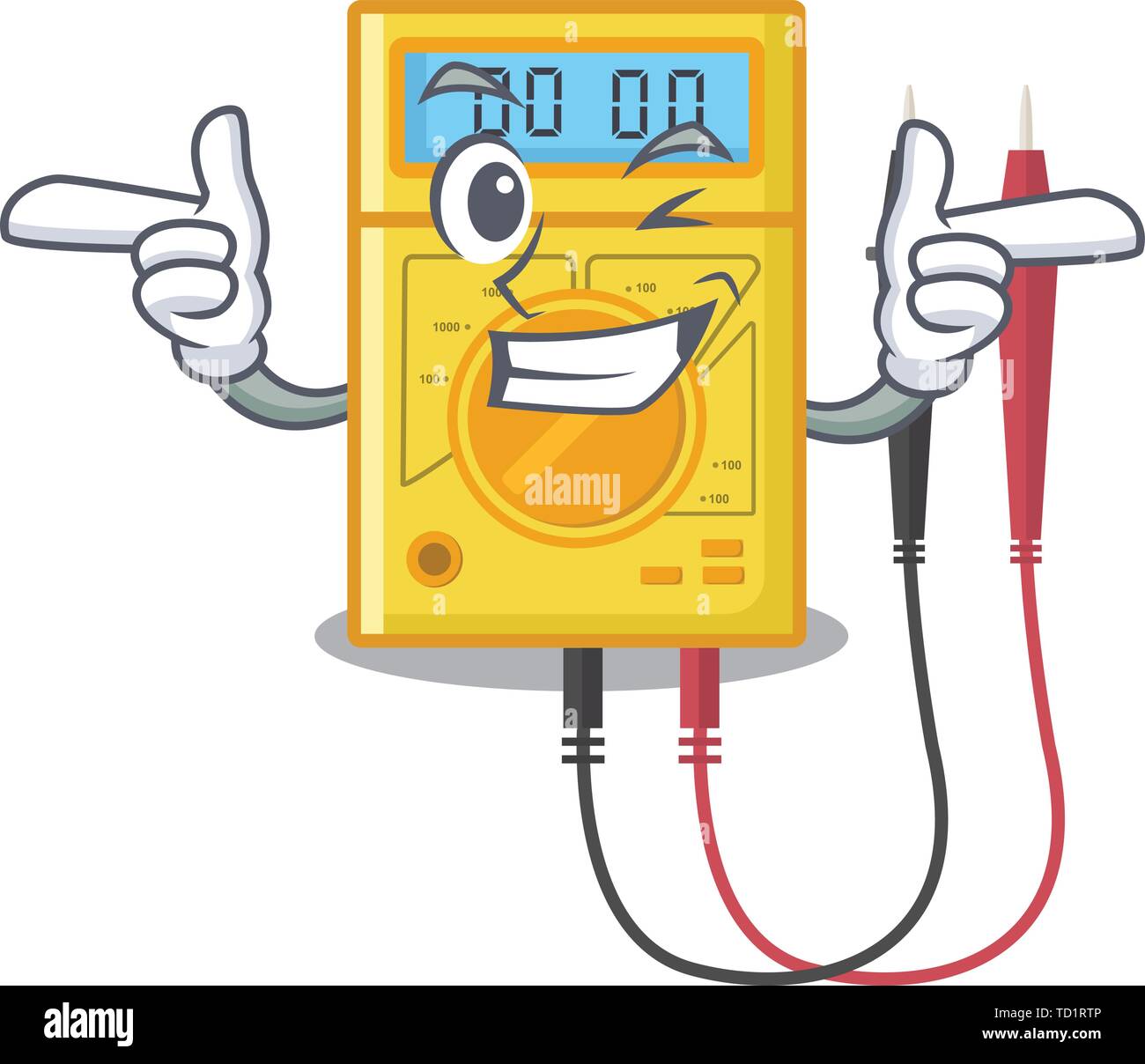 Wink digital multimeter isolated with the character Stock Vector Image ...