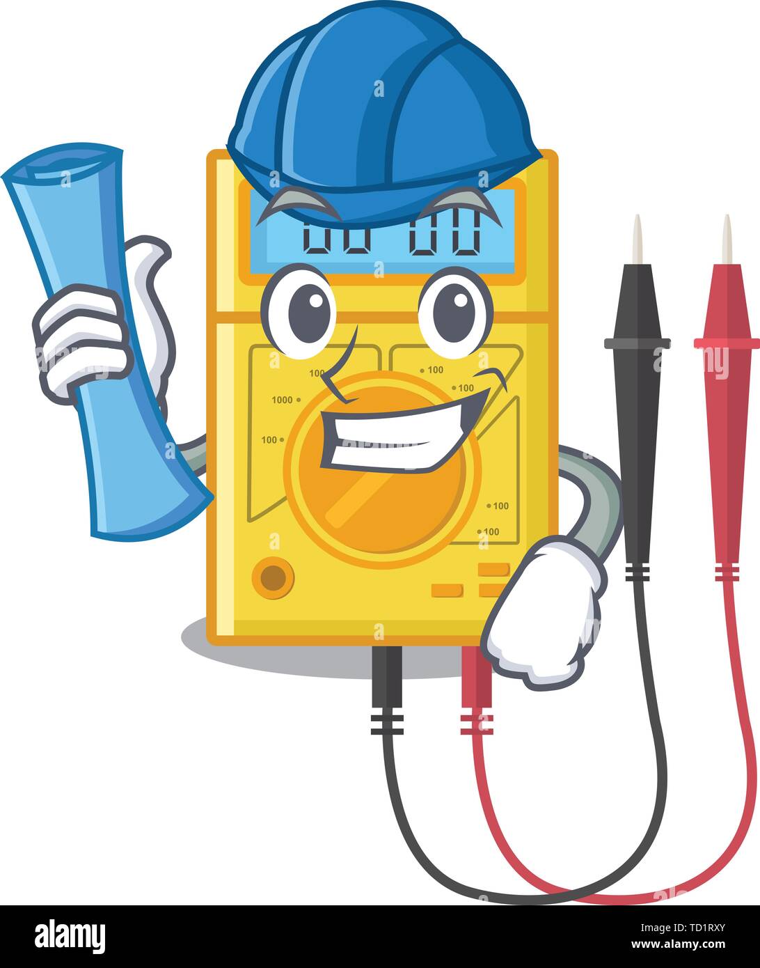 Architect digital multimeter isolated with the character Stock Vector ...
