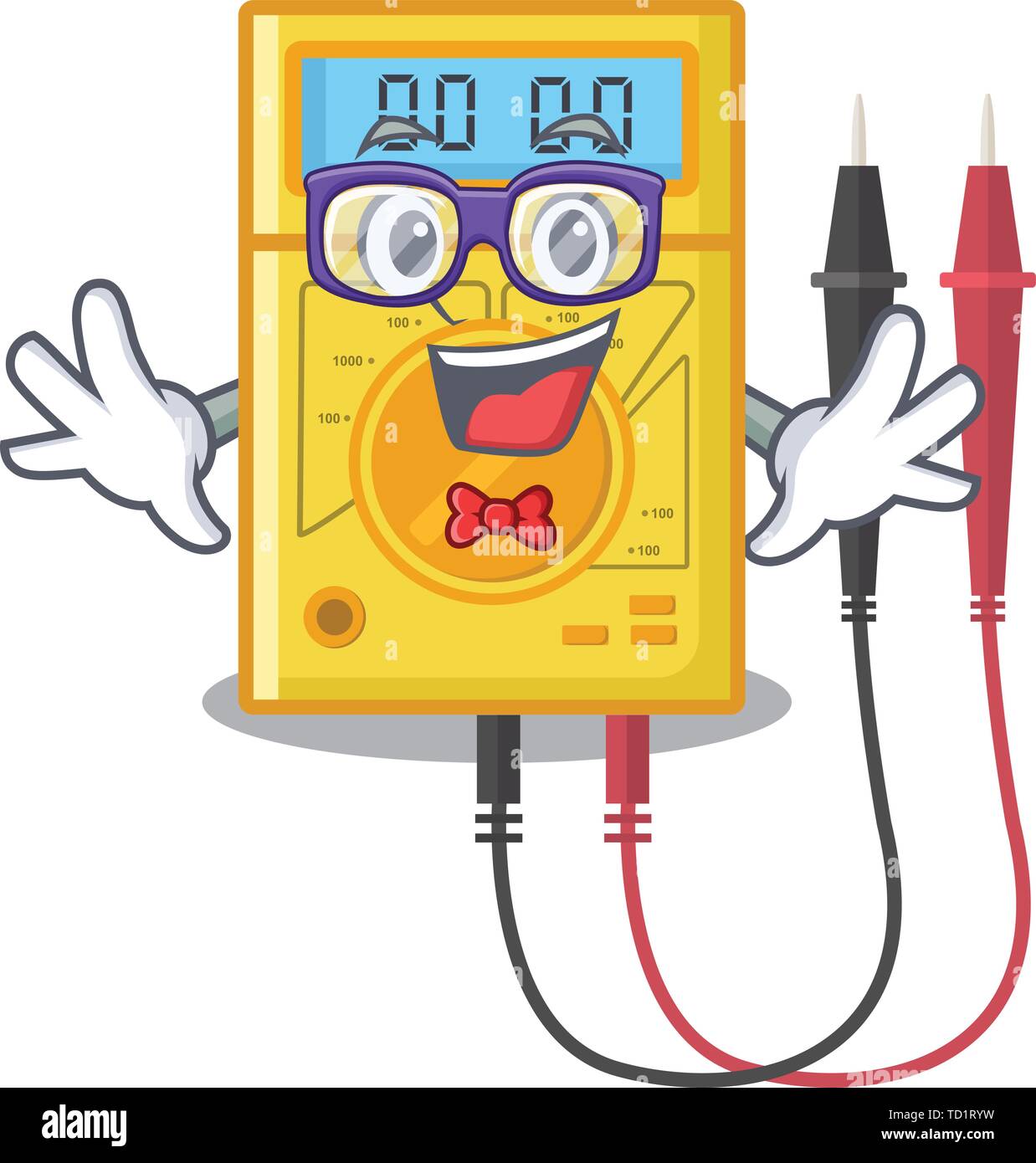 Geek digital multimeter isolated with the character Stock Vector Image ...