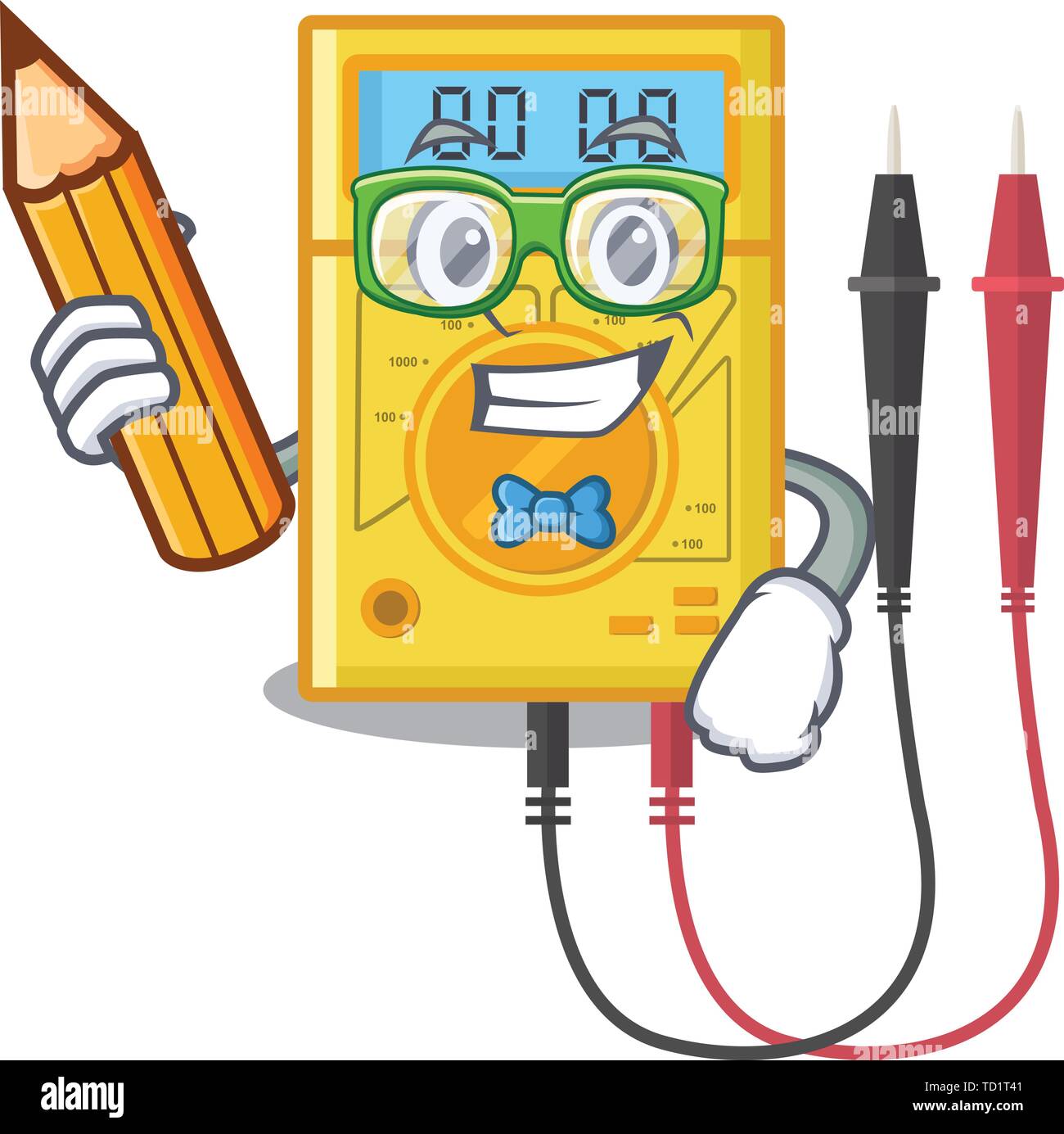 Student digital multimeter isolated with the character Stock Vector ...