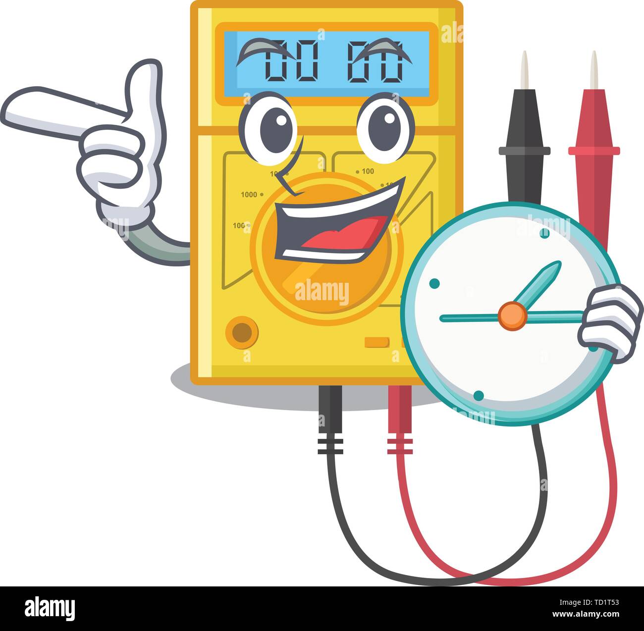 With clock digital multimeter isolated with the character Stock Vector ...