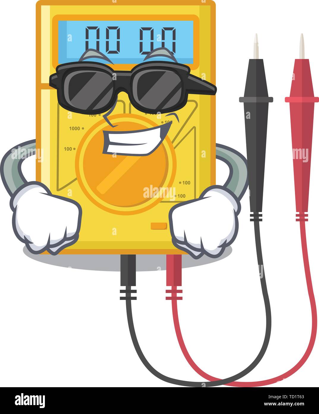 Super cool digital multimeter isolated with the character Stock Vector ...
