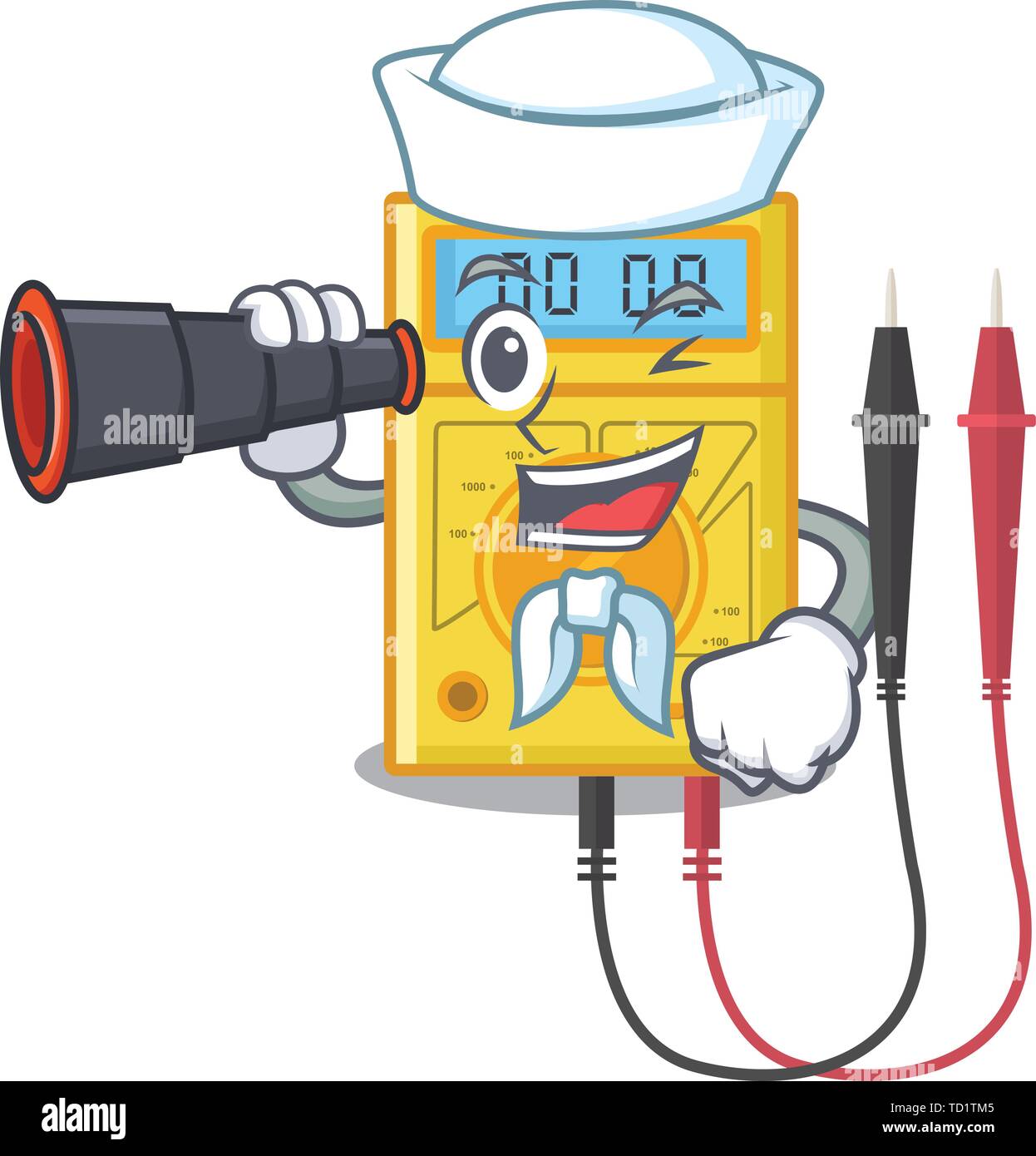 Sailor with binocular digital multimeter toys in cartoon shape Stock ...