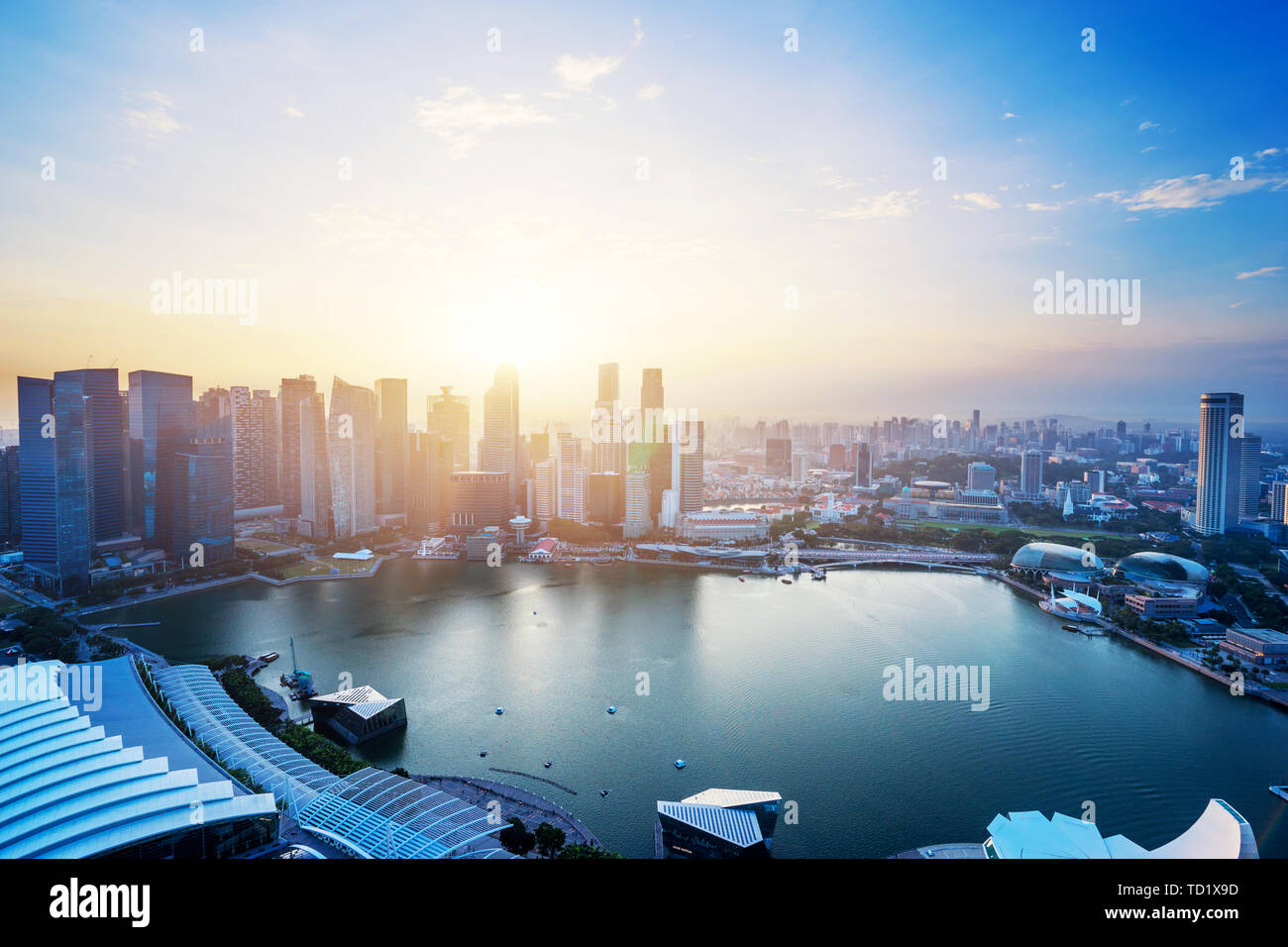 modern buildings near water in midtown of modern city Stock Photo - Alamy