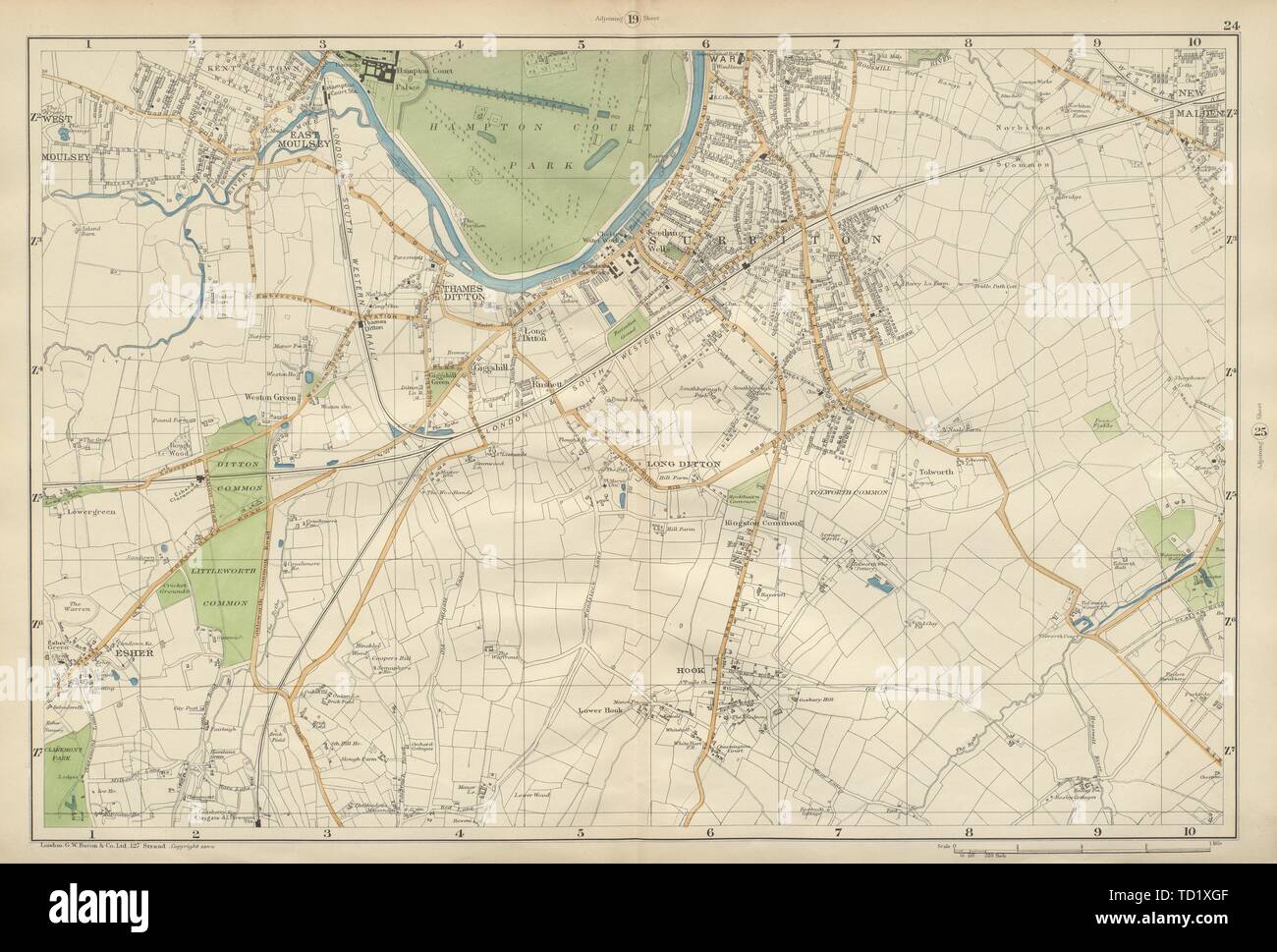SURBITON & ESHER Hampton Court East Molesey Thames Ditton Hook BACON ...