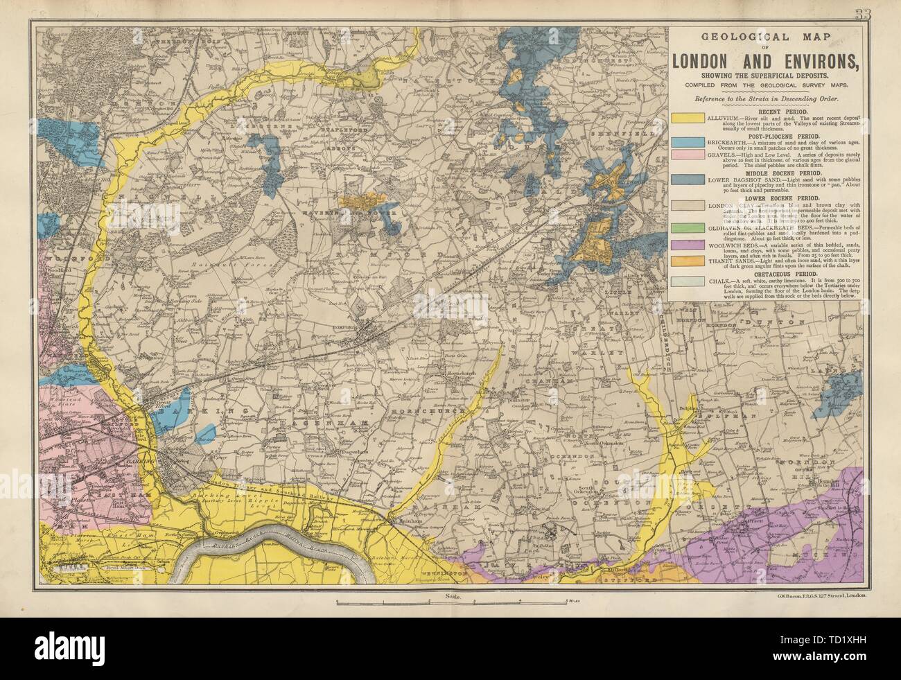 NE LONDON GEOLOGICAL Essex Redbridge Newham Barking Dagenham &c BACON ...