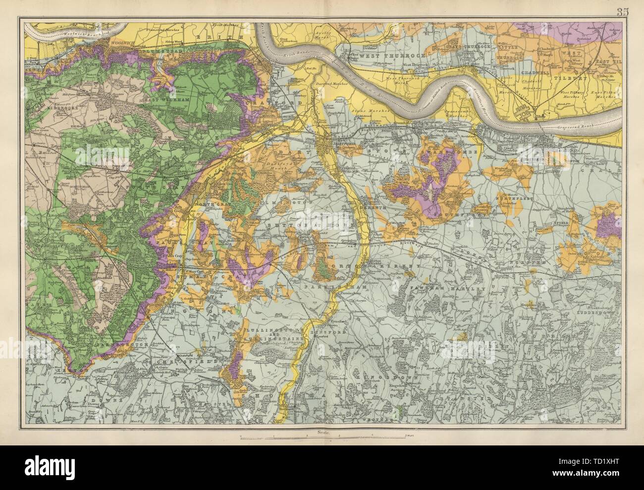 SOUTH EAST LONDON GEOLOGICAL Kent Greenwich Bexley Bromley &c BACON ...