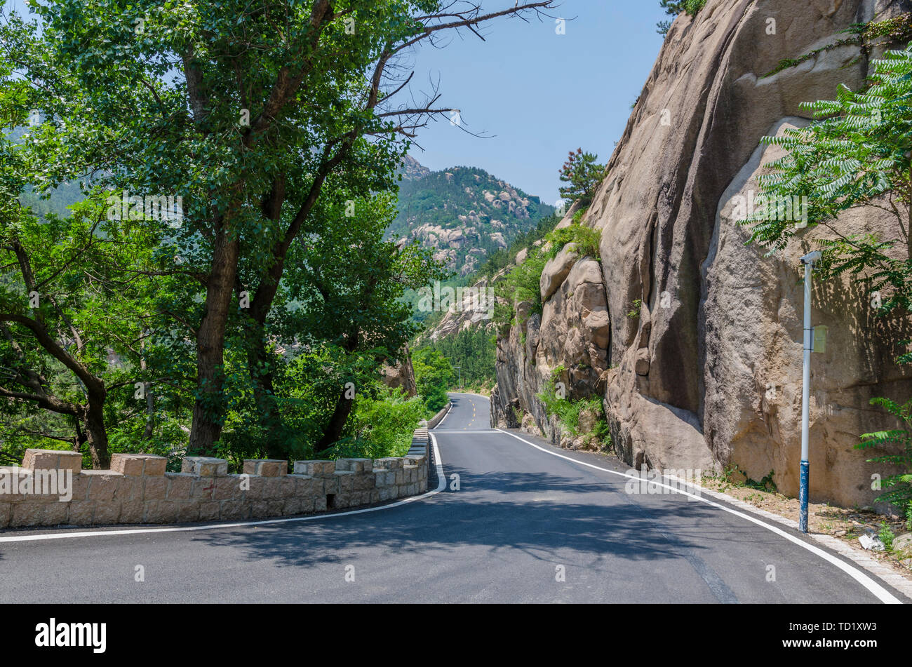 The mountain road inside Laoshan Stock Photo - Alamy