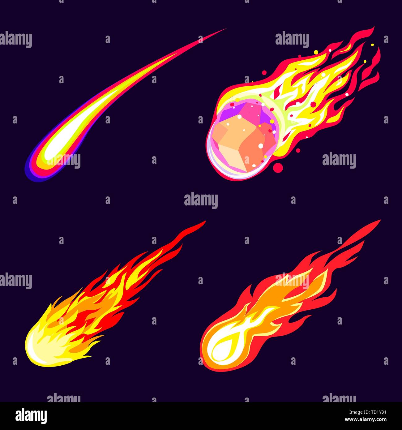 Meteorite icons set. Cartoon set of meteorite vector icons for web ...