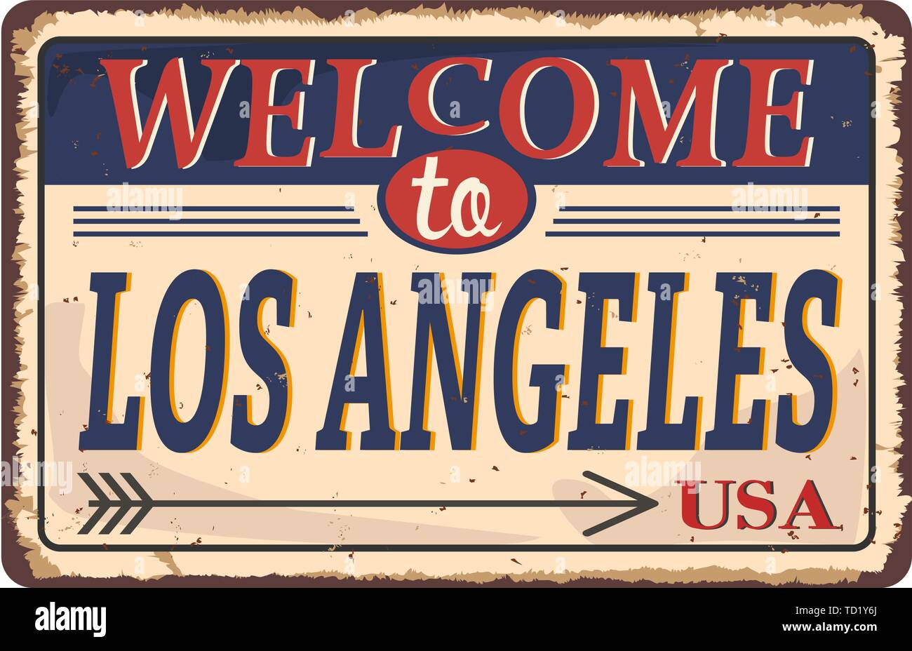 Vintage Touristic Welcome to Los Angeles Card - Vector Stock Vector ...