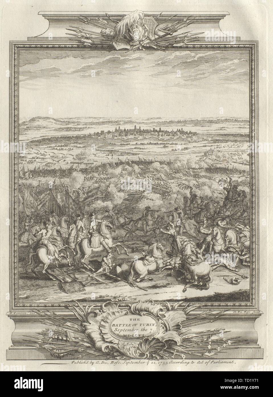 The Battle of Turin, September the 7, MDCCVI (1706) Italy 1736 old ...
