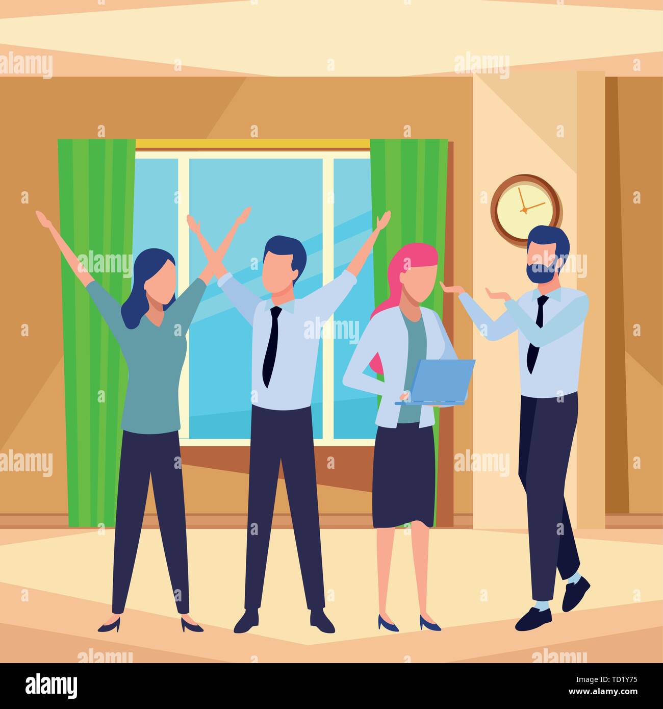 Office worker smiling window Stock Vector Images - Alamy